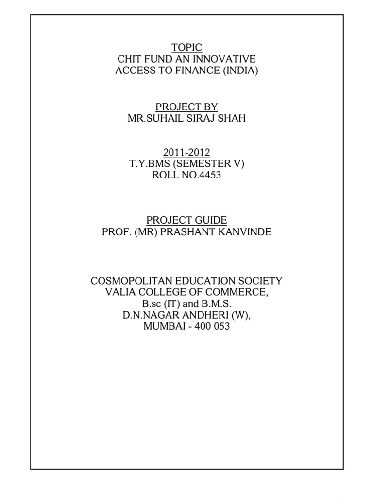 Chit Fund Final Part-1 | PDF