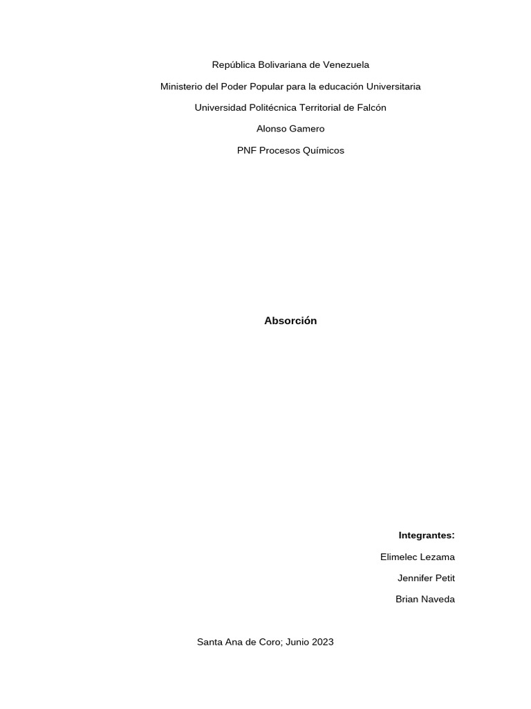 Absorcion. Elimelec | PDF