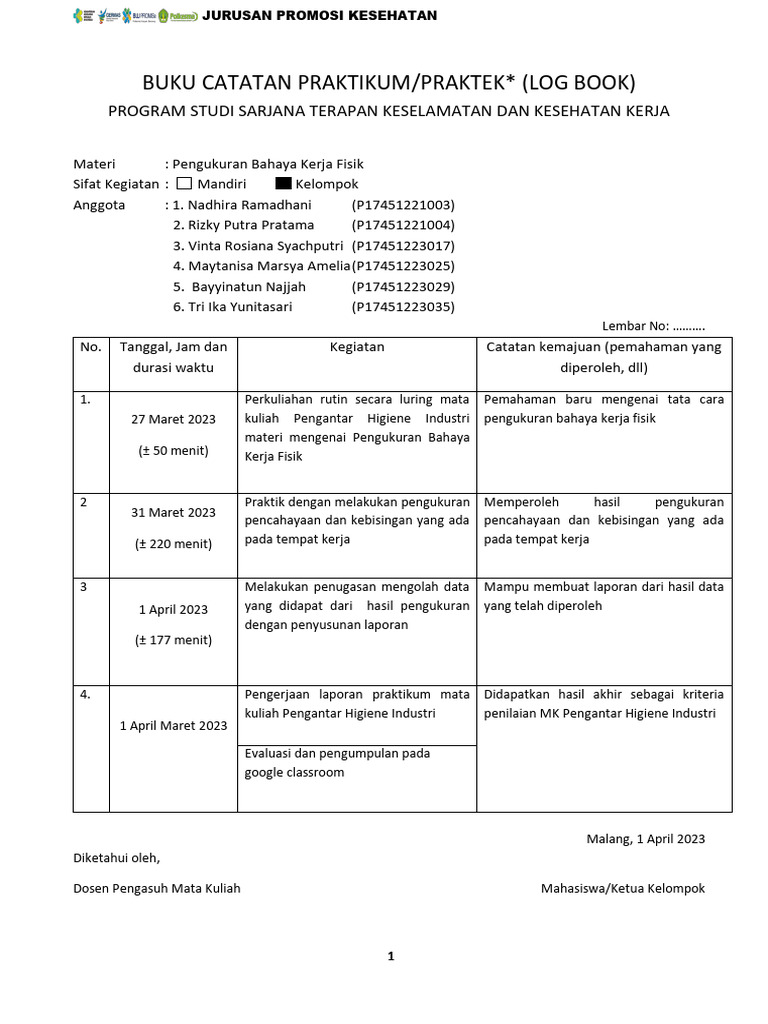 Format Logbook Praktikum - Kelompok 5 | PDF