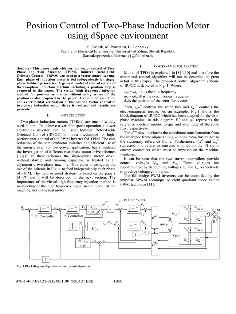 Position Control of Two-Phase Induction Motor | PDF