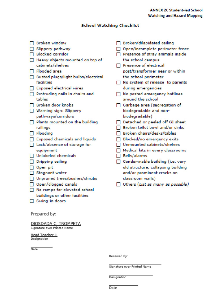 School Watching Checklist | PDF