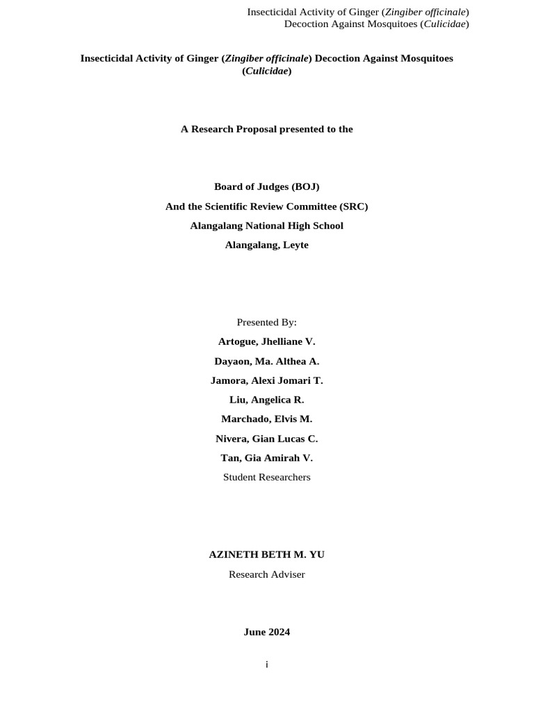 FINAL - Research Chapter 1 Insecticidal Activity of Ginger | PDF