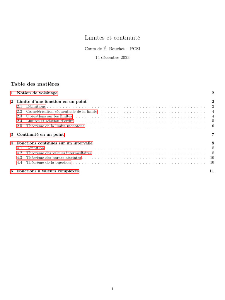 Cours Limites Et Continuite | PDF