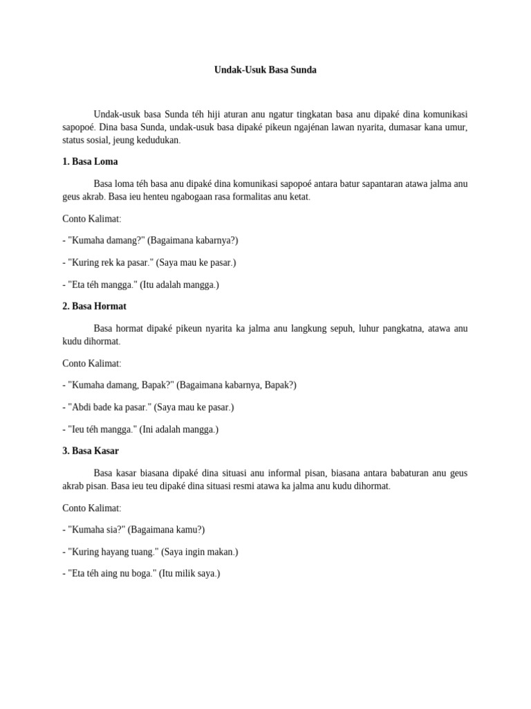 Undak Unduk Basa Sunda | PDF