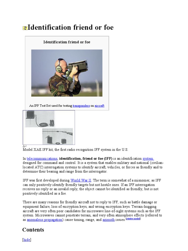 Identification Friend or Foe | Download Free PDF | Military Technology ...