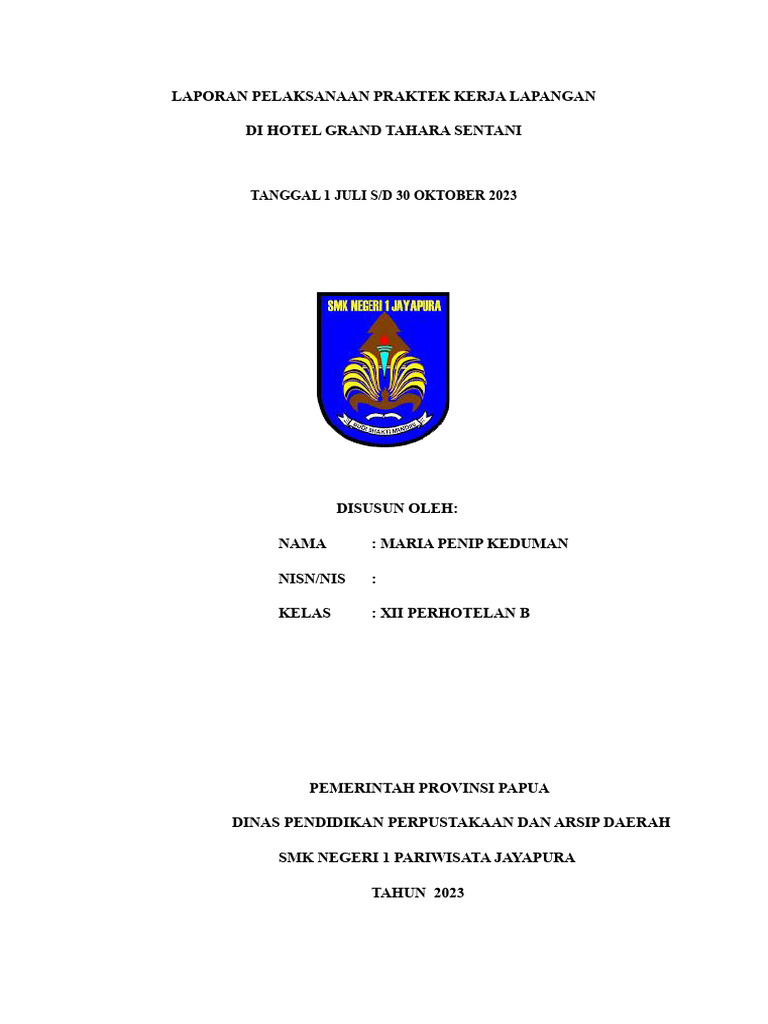 Laporan PKL Maria Penip | PDF | Hospitality Industry | Business