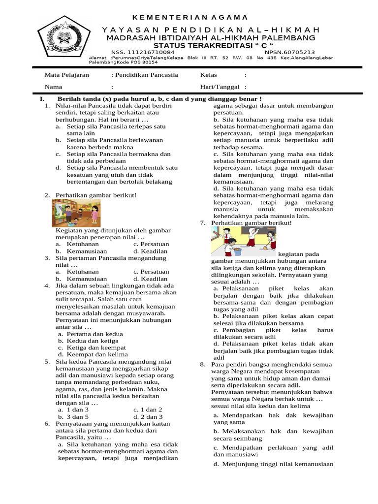 Soal Mid PKN Kelas 6 Semester 1 | PDF
