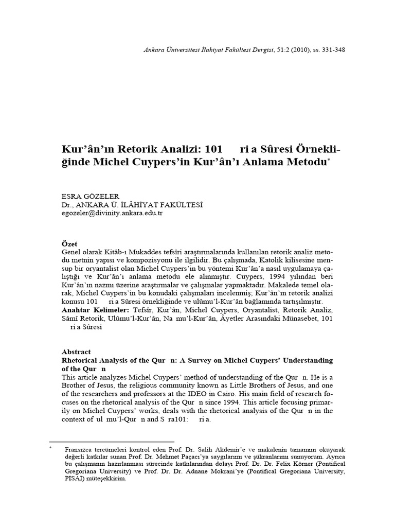 Kur'an'ın Retorik Analizi | PDF