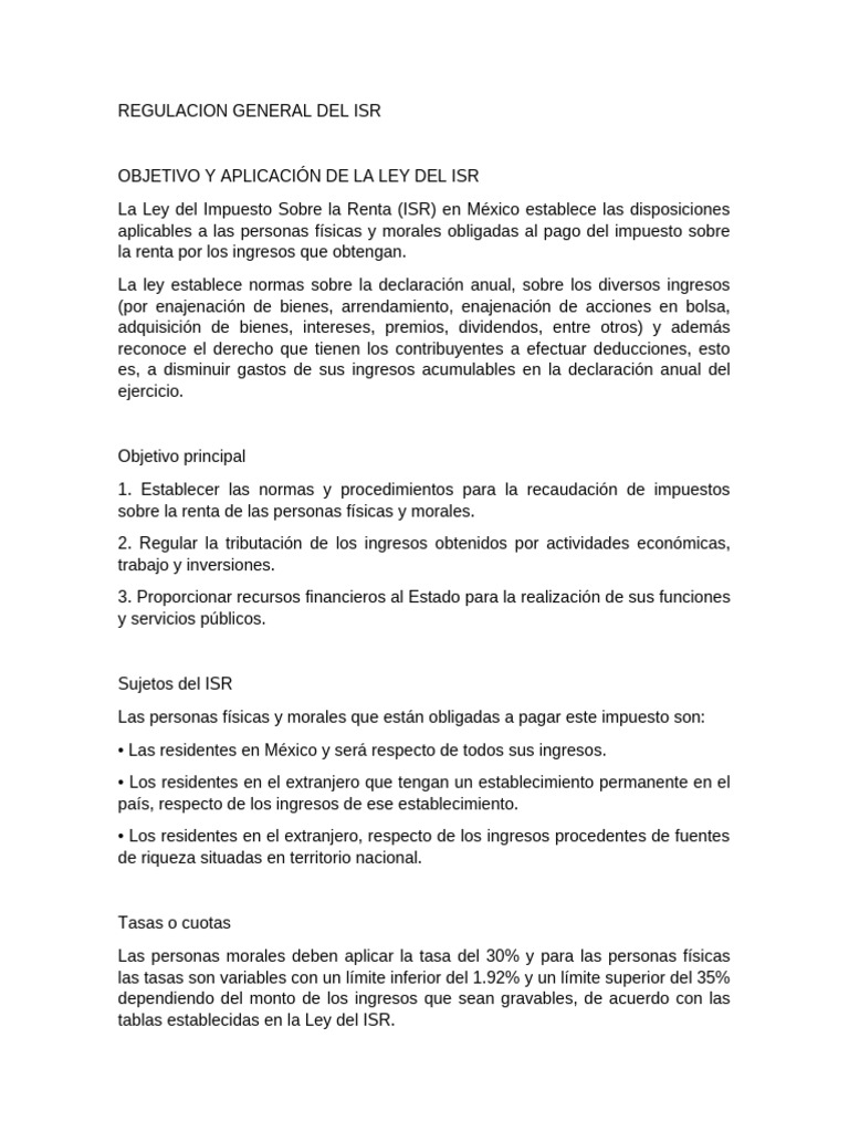 Regulacion General Del Isr | PDF | Finance & Money Management