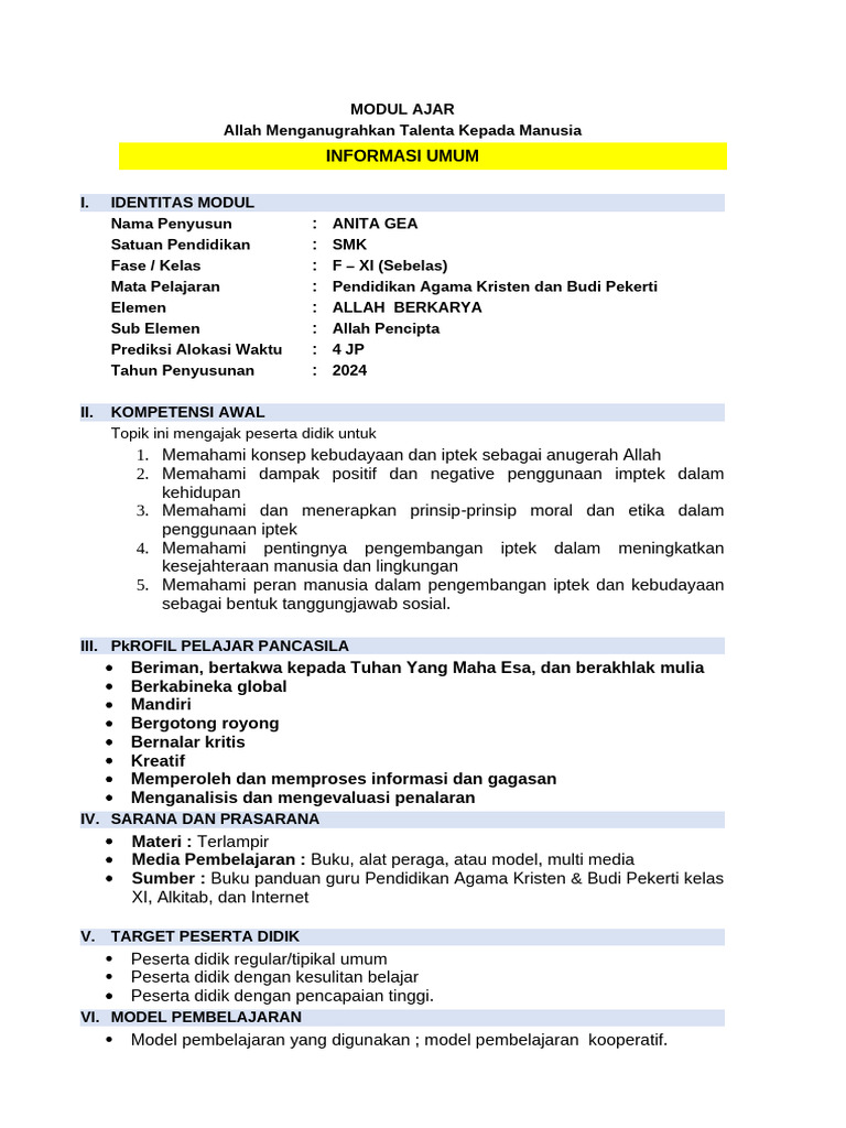 Modul Ajar Anita Gea | PDF