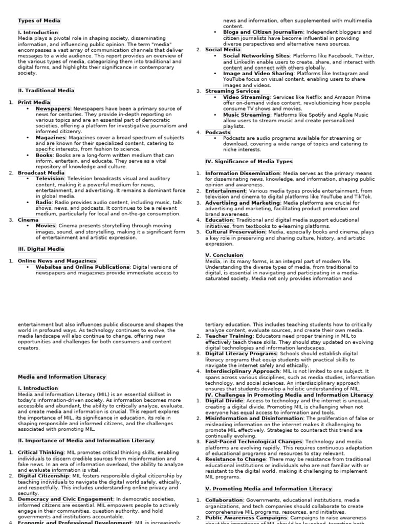 Mil Handout 3 Types of Media Info | PDF