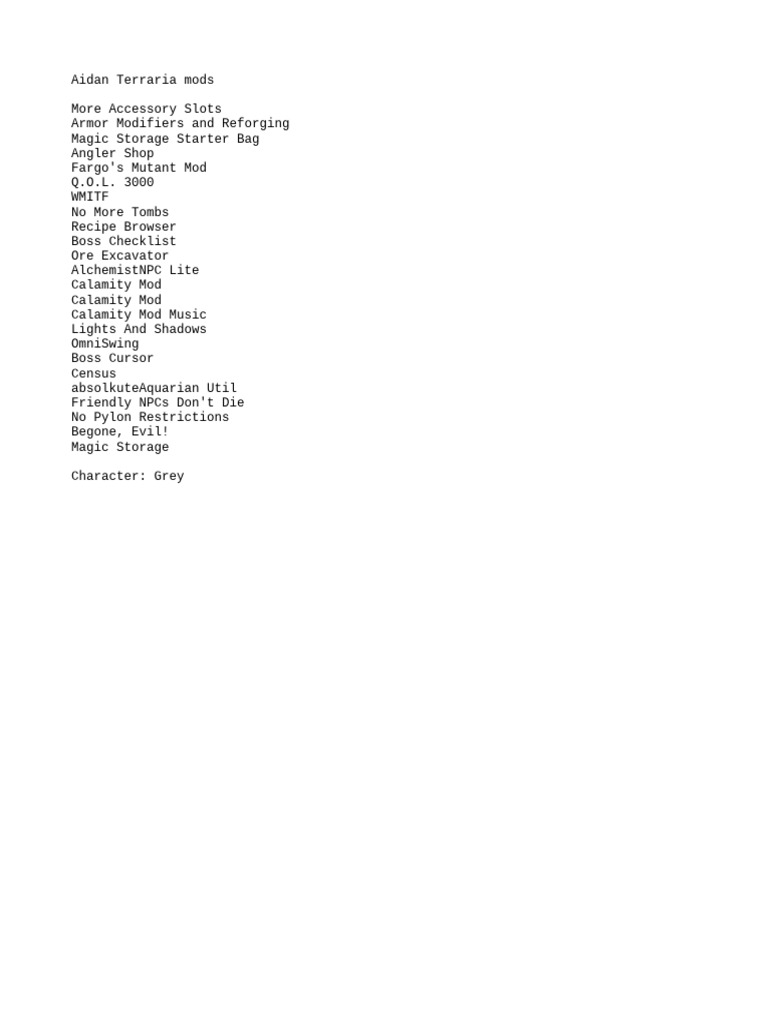 Aidan Terraria Mods | PDF