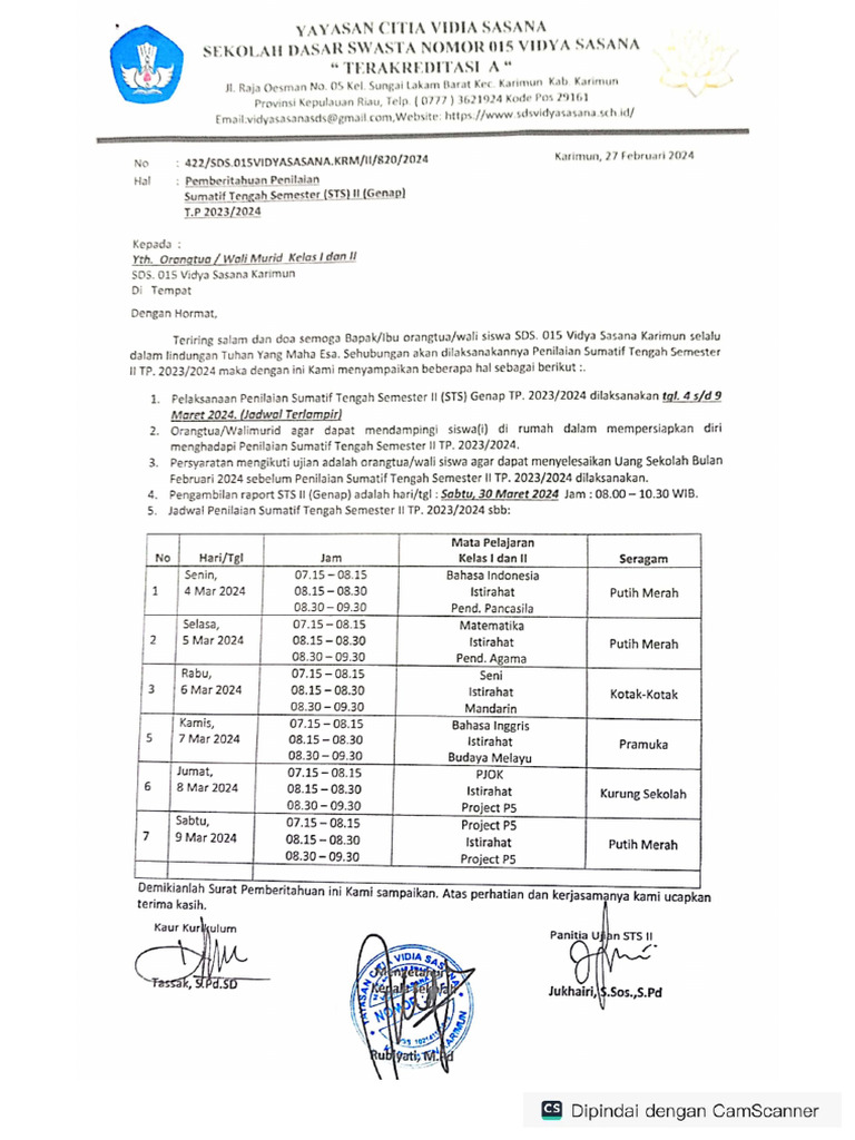 JADWAL PTS GENAP T. P.2023-2024 | PDF