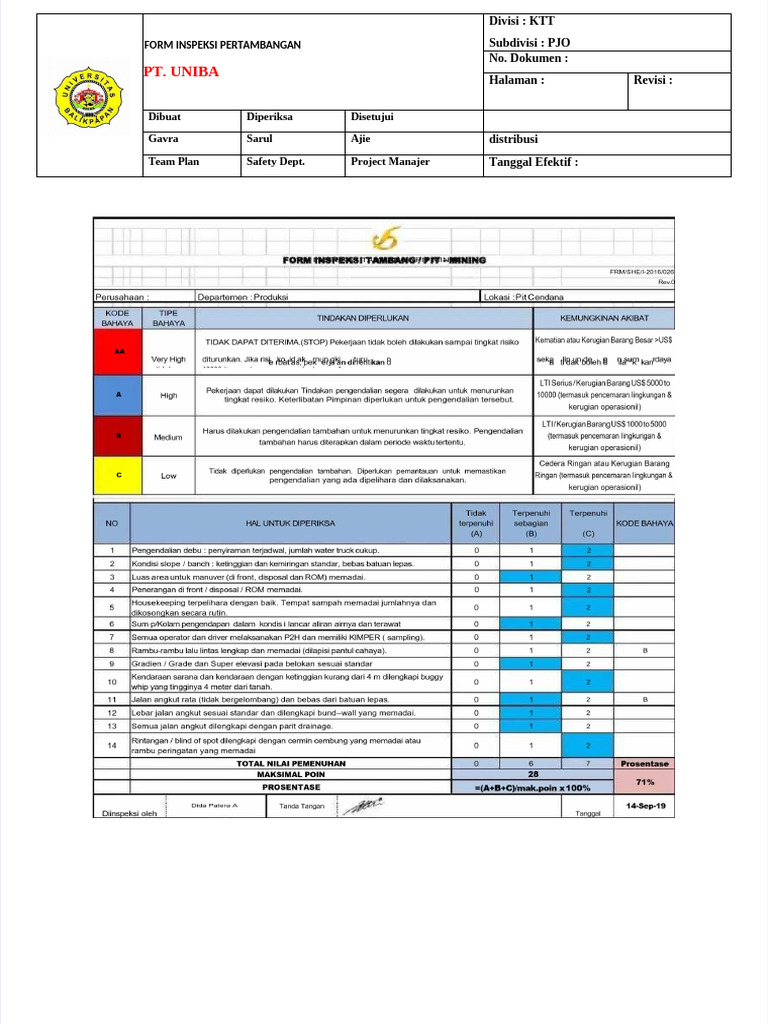 Form Inspeksi Peralatan | PDF