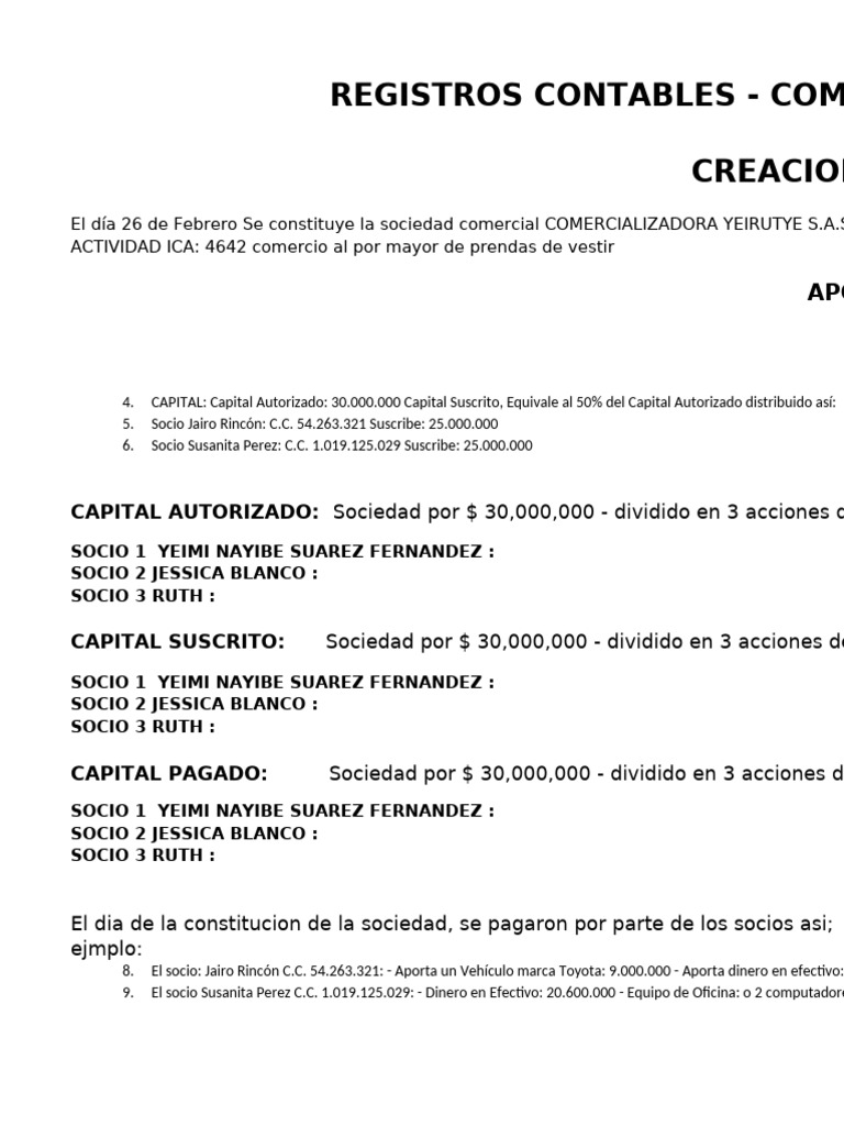 Programa Contable - Comercializadora Yeirutye Sas 2 | PDF