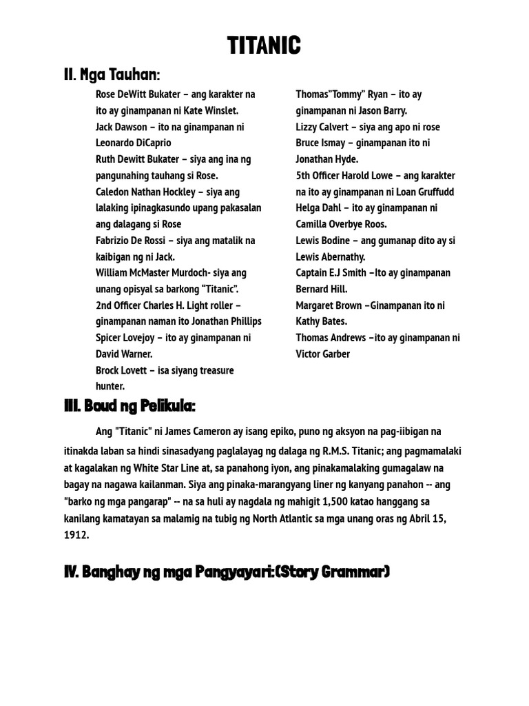 FILIPINO TITANIC MOVIE REVIEW | PDF