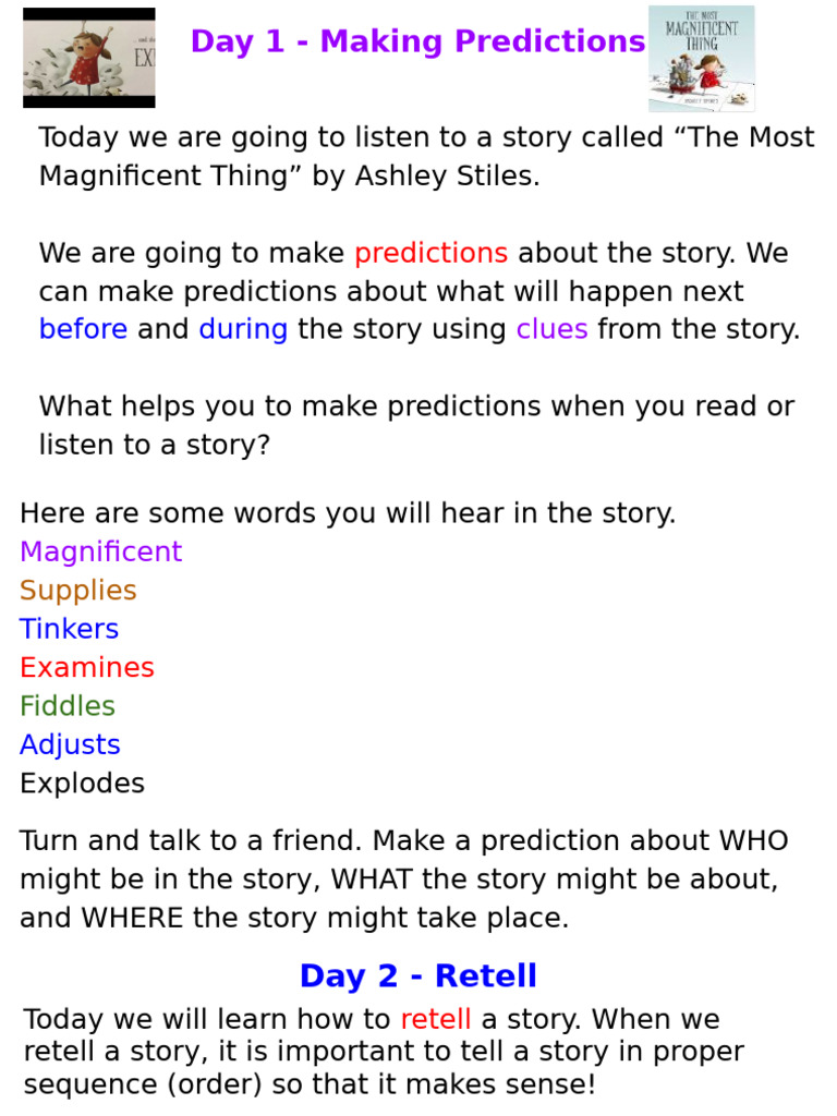 The Most Magnificent Thing - Learning About Reading Strategies | PDF