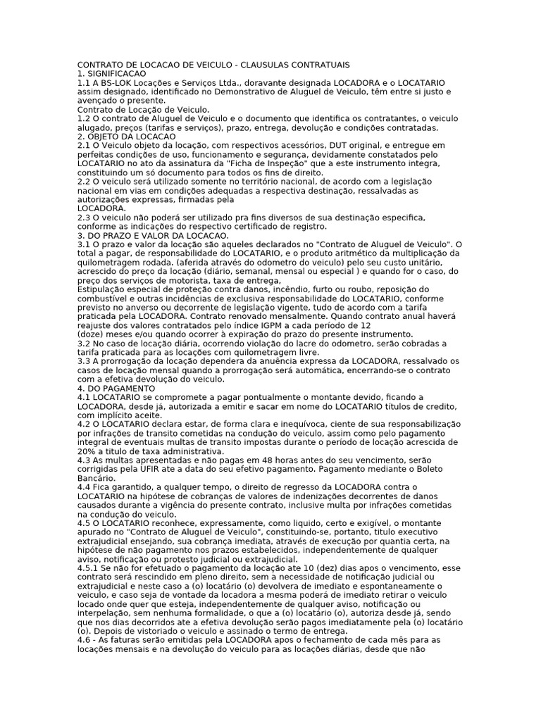 Contrato de Locação de Kombi | PDF
