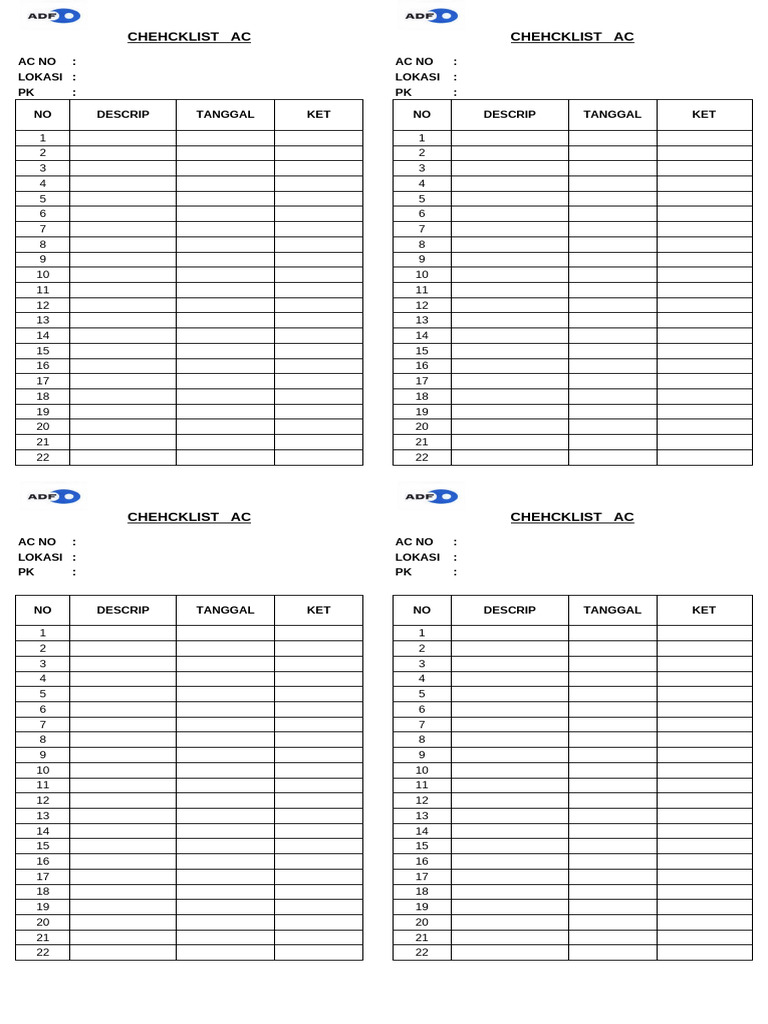Checklist Ac | PDF