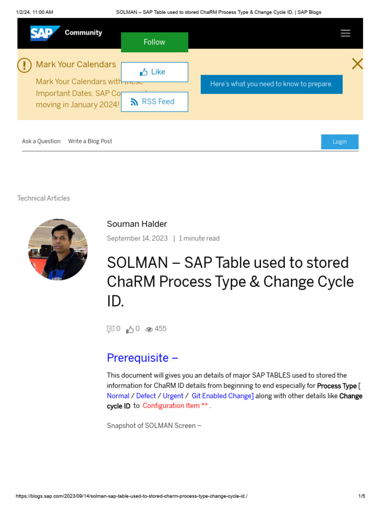 SOLMAN – SAP Table used to stored ChaRM Process Type & Change Cycle ID | PDF
