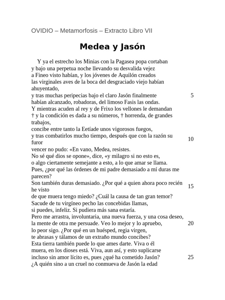 OVIDIO - Metamorfosis - Extracto Libro VII | PDF