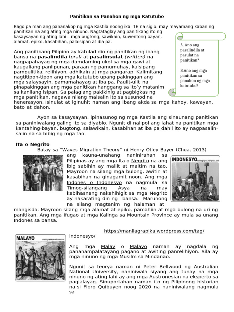 Panitikan Sa Panahon NG Mga Katutubo | PDF