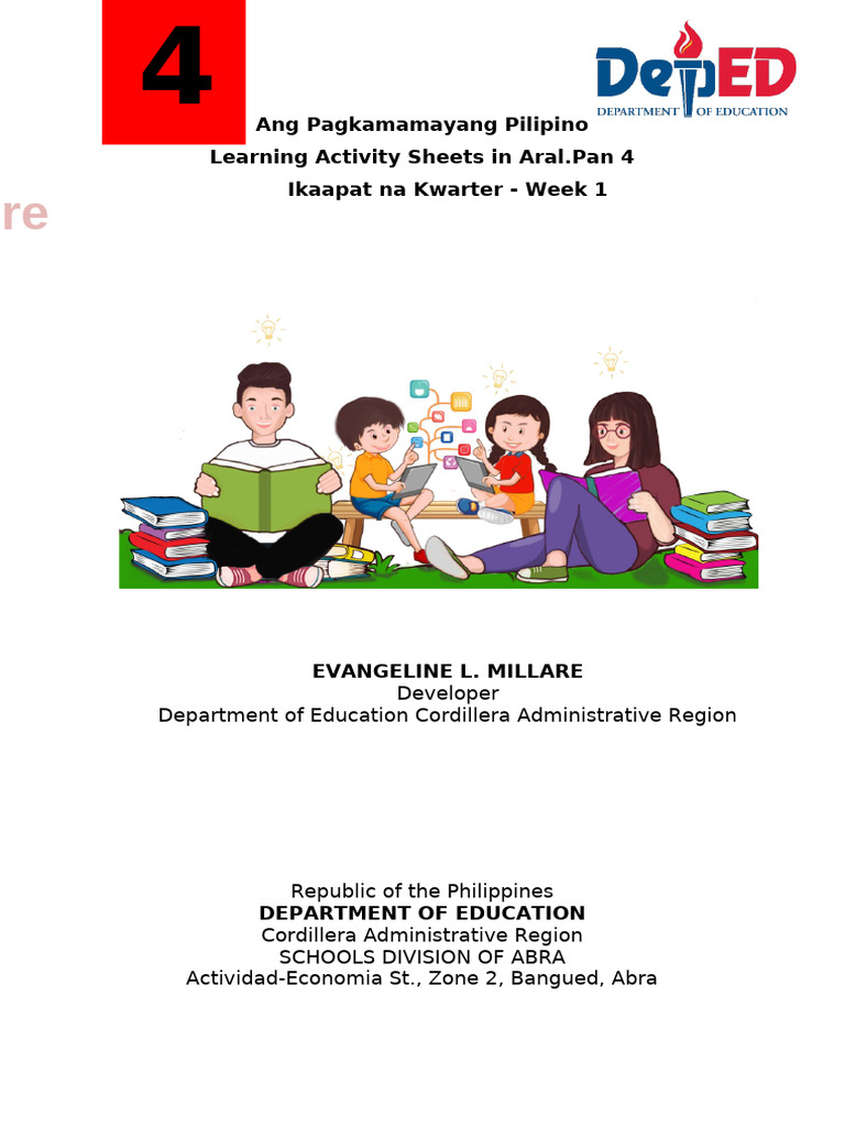 Activity Sheet ARAL - PAN - G4 - Q4W1 - EVANGELINEMILLARE | PDF