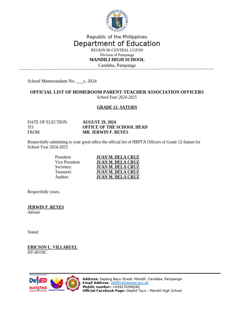 HRPTA-OFFICERS-Template | PDF