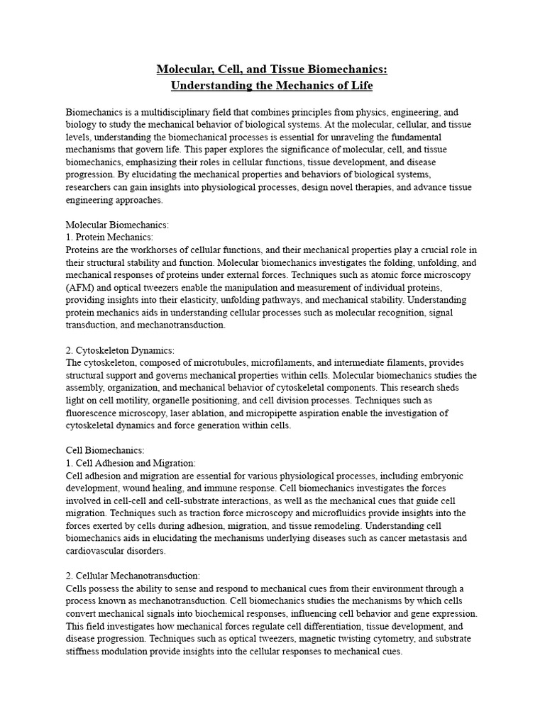 Molecular, Cell, and Tissue Biomechanics | PDF