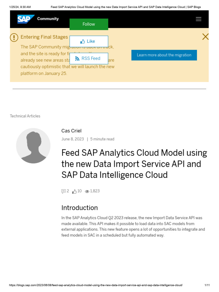 Feed SAP Analytics Cloud Model Using The New Data Import Service API and SAP Data Intelligence ...