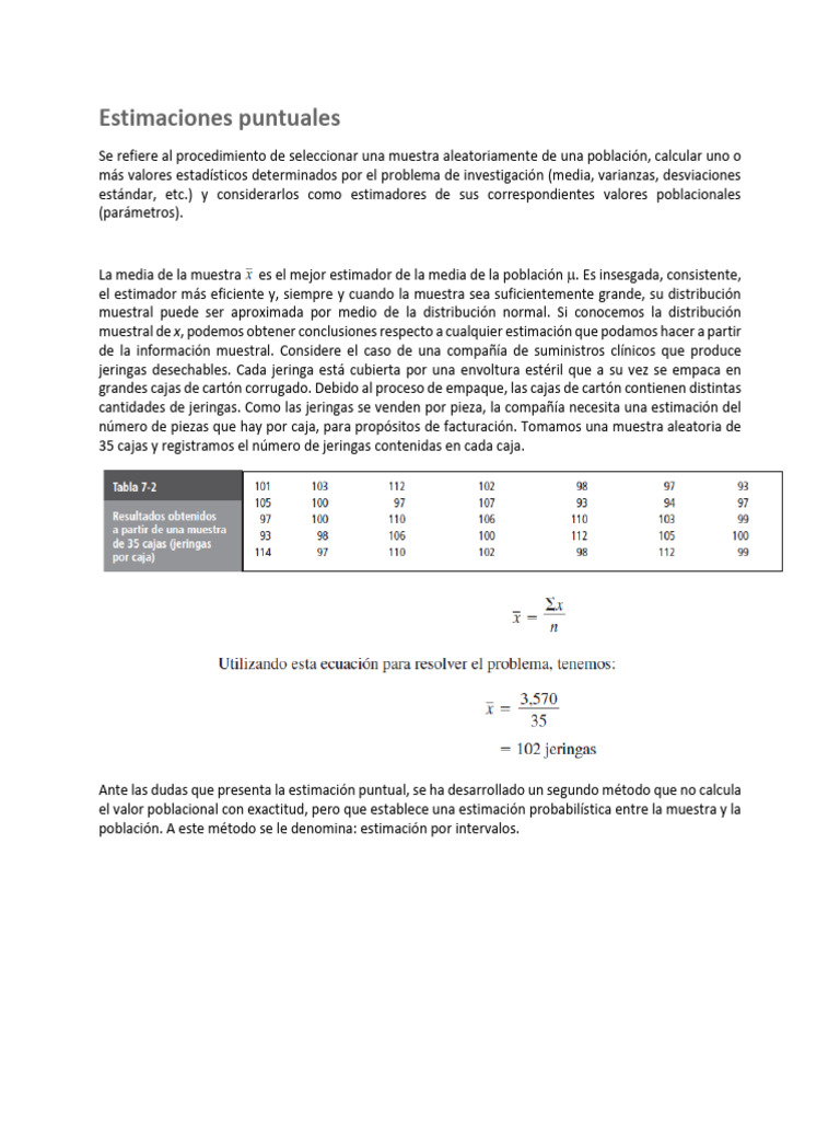 Estimacion Puntual y Por Intervalo de Confianza | PDF