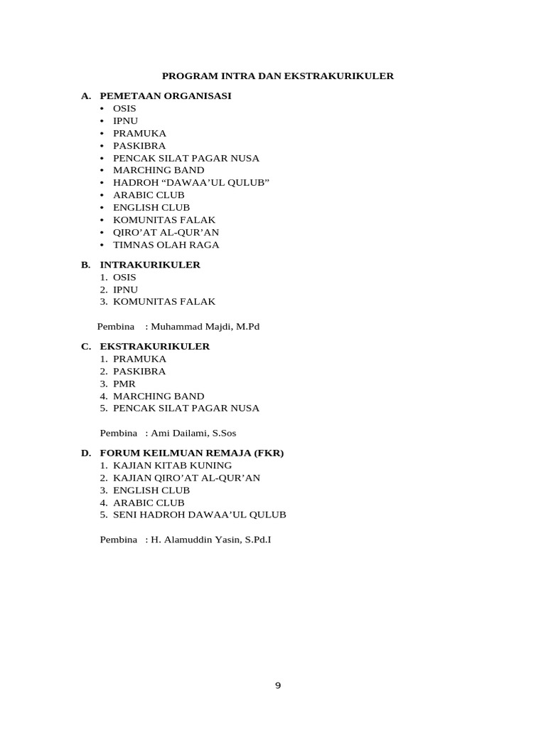 6 - Program Intra Dan Ekstrakurikuler | PDF