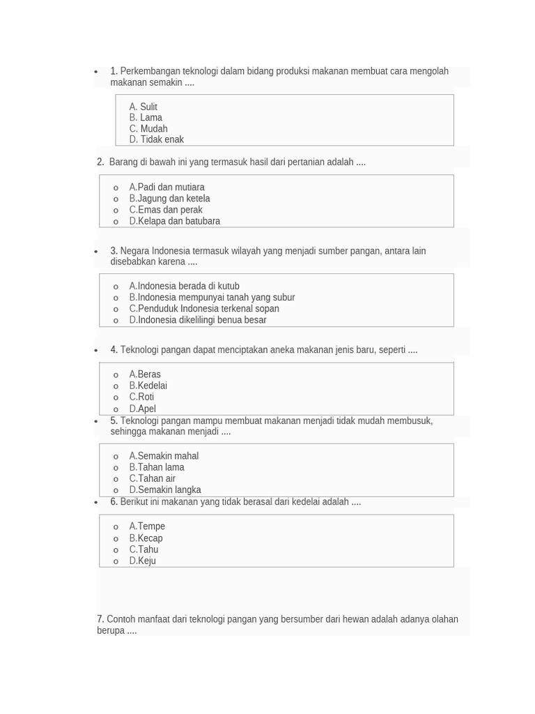 Soal Bhasa Indonesia Materi Hasil Olahan Teknologi Pagan | PDF