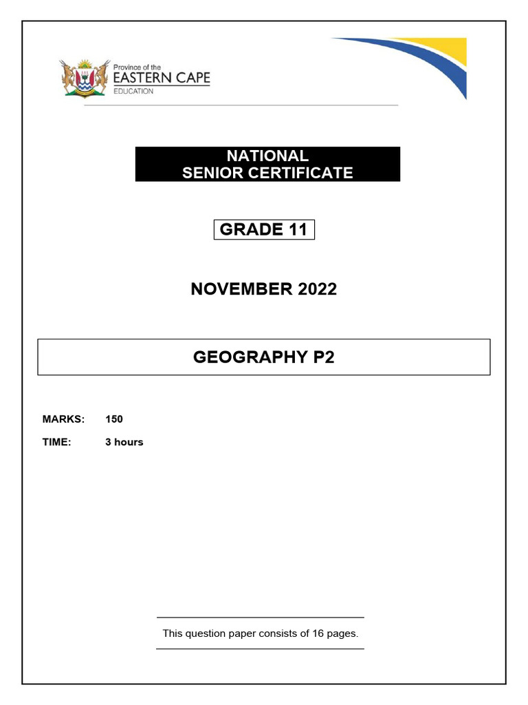 GEOGRAPHY P2 QP GR11 NOV2022 - English Final | PDF