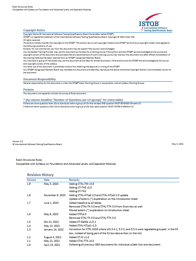 ISTQB Exam-Structure-Tables v1.9 | PDF