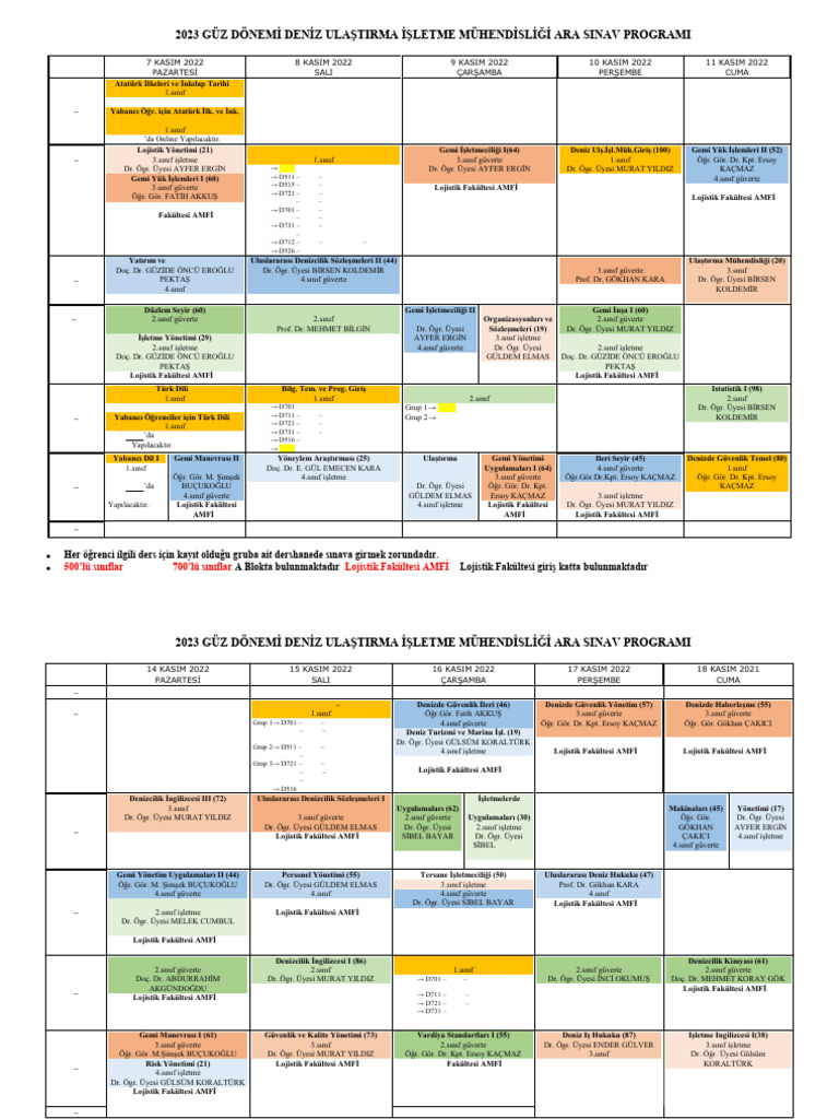 Duim 2022 2023 Guz Yariyili Arasinav Programi | PDF Duim 2022 2023 Guz Yariyili Arasinav Programi | PDF