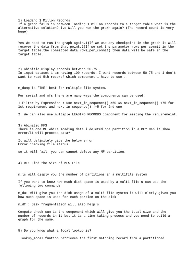 Ab-Initio Level Interview Questions | PDF