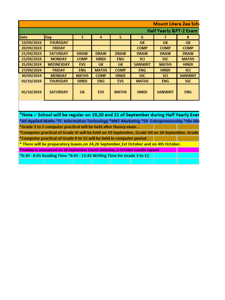 Examination Timetable | PDF