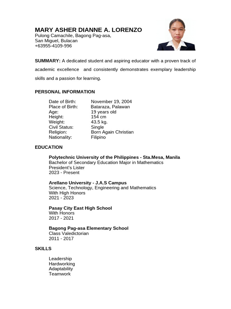 Mary Asher Dianne A | PDF