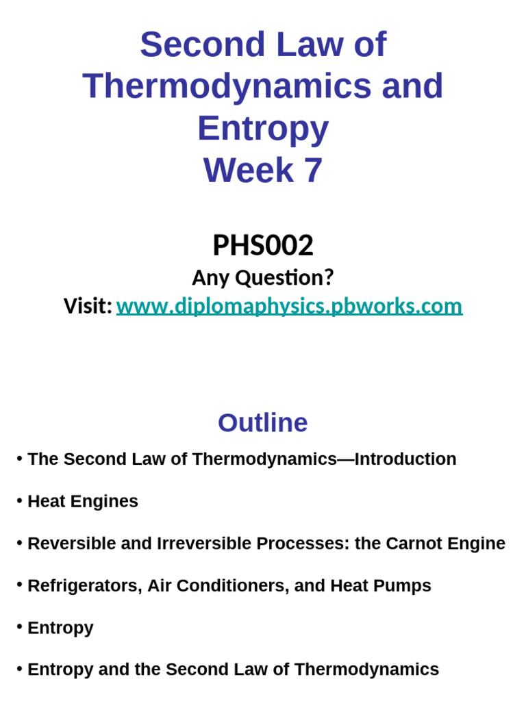 2nd Law of Thermodynamics & Entropy | PDF