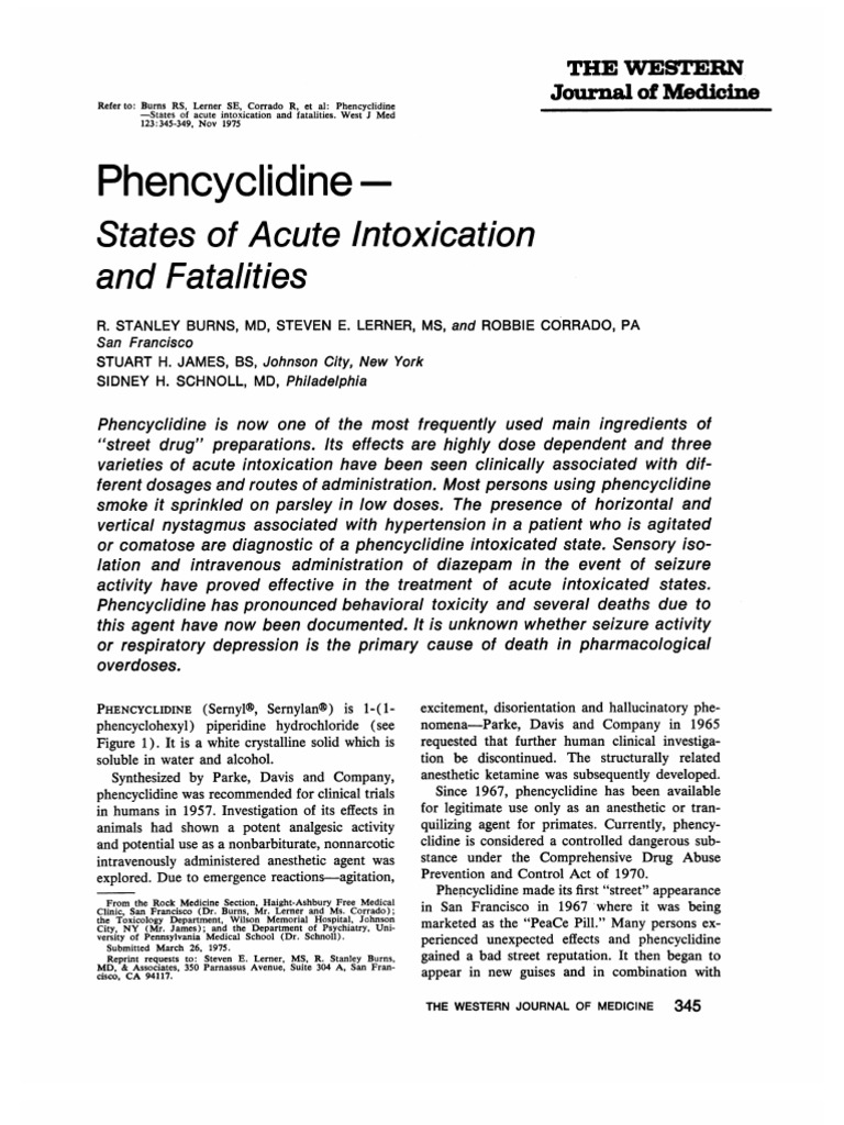 R. Stanley Burns Et Al - Phencyclidine: States of Acute Intoxication ...