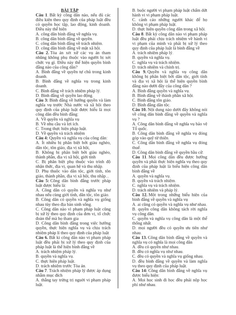 BÀI-TẬP-K12-XH | PDF