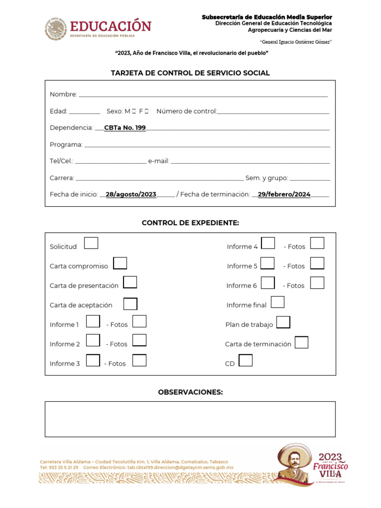 Tarjeta de Control 2023 | PDF