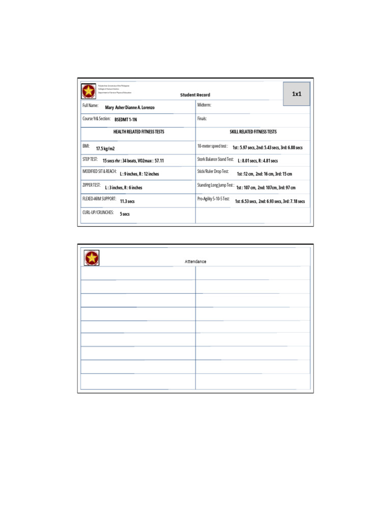 Pathfit Index Form | PDF