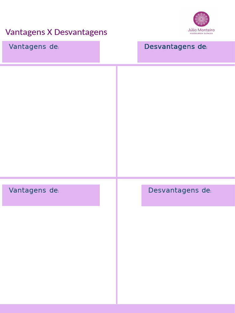 Formulário Vantagens X Desvantagens | PDF