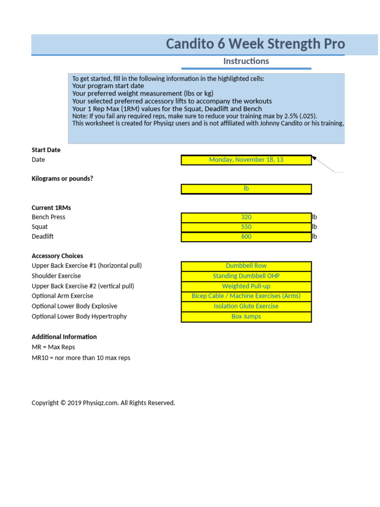 Candito 6 Week Program 1 | PDF