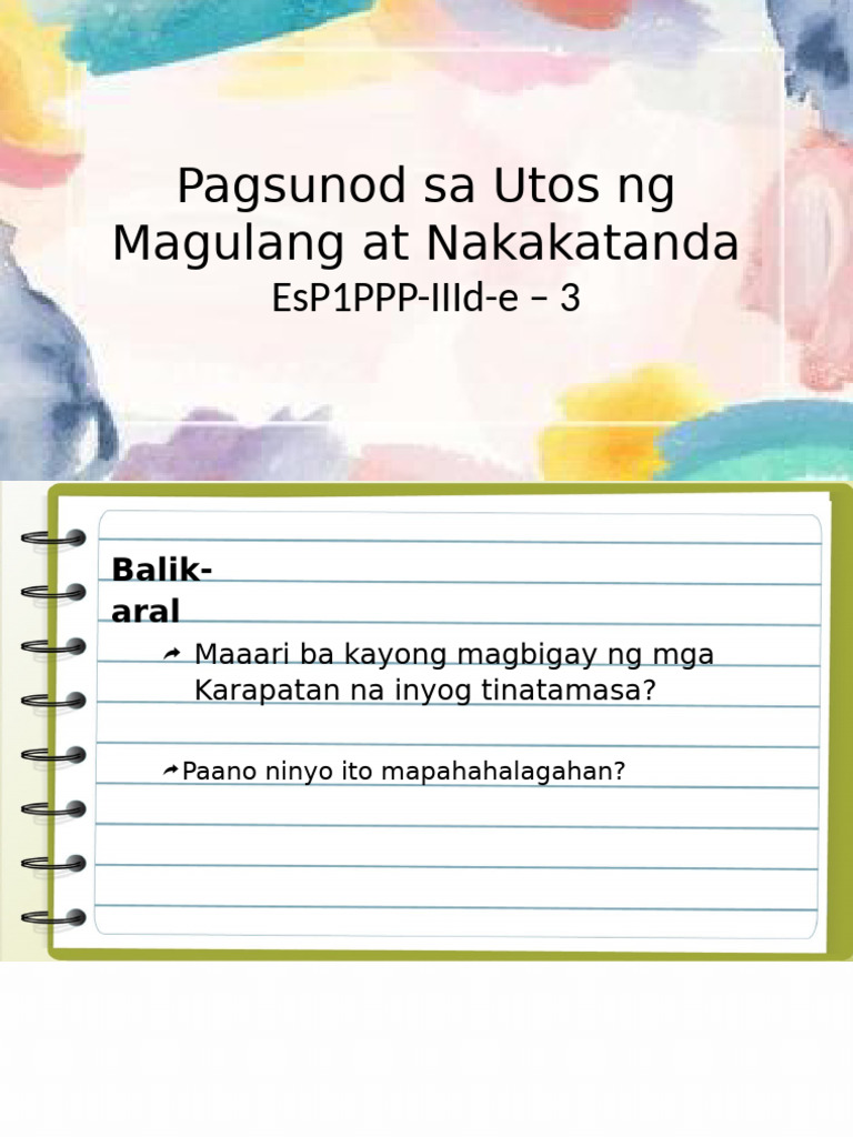 Pagsunod Sa Utos | PDF | Lifestyle