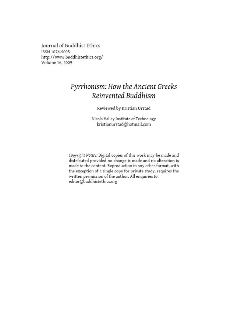 A Review of Pyrrhonism: How The Ancient Greeks Reinvented Buddhism ...