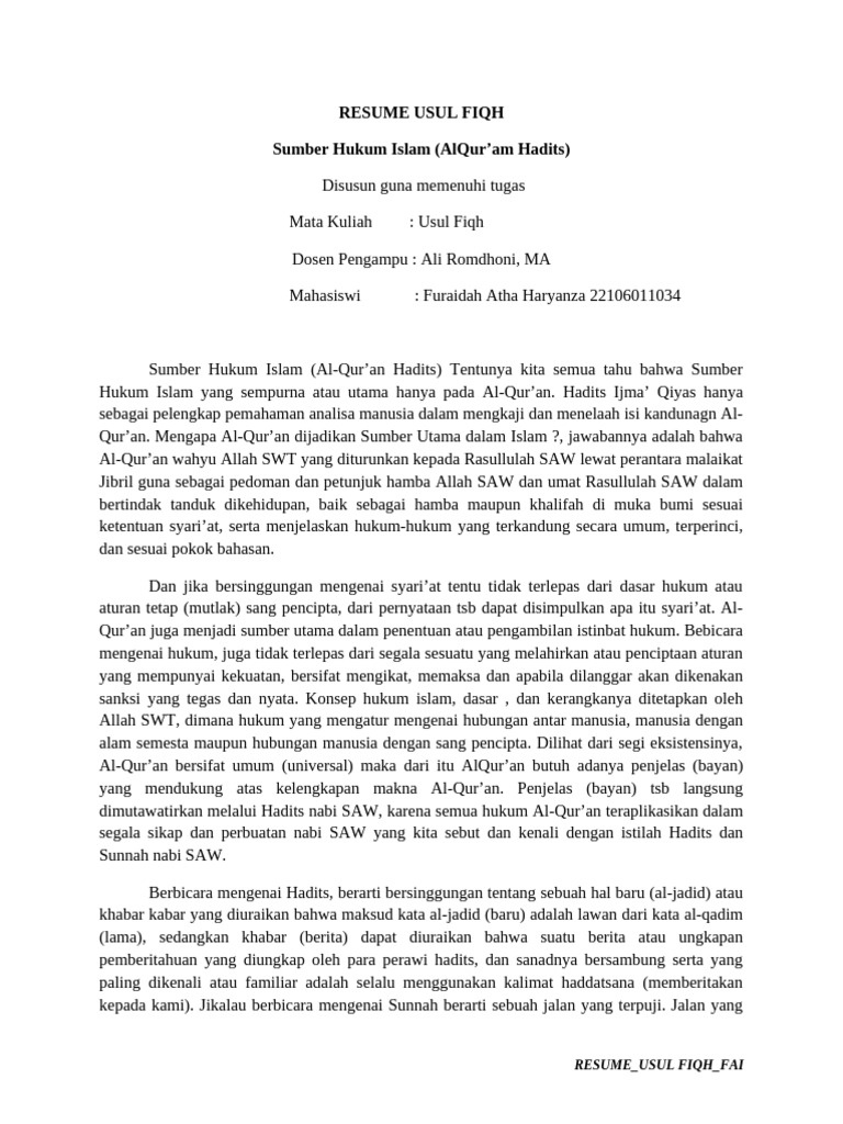 Resume Usul Fiqh 1 | PDF