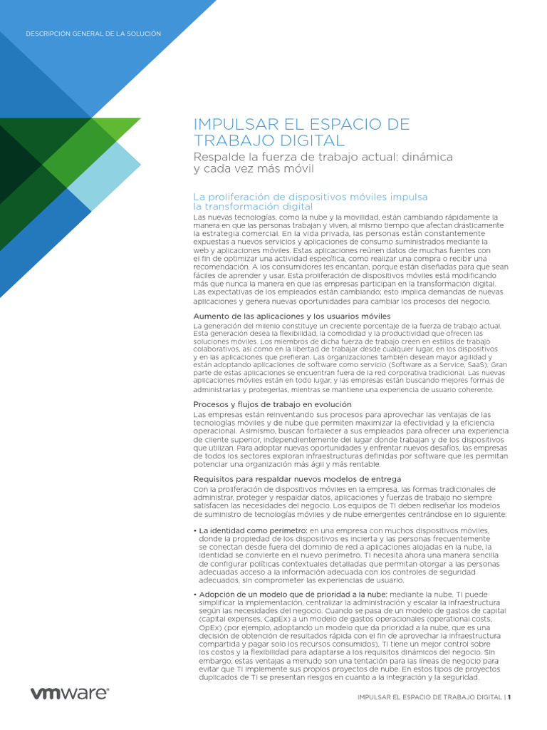 cld536 - Vmware Empower Digital Workspace Solution Overview - Es La - Web | PDF
